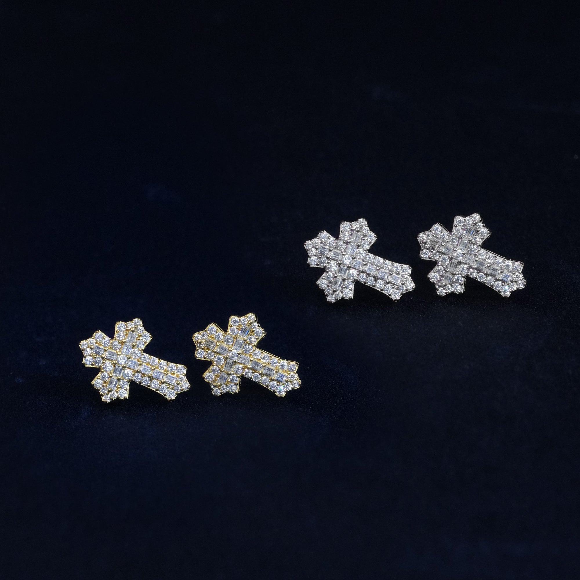 Baguette Gothic Cross Iced Out Earrings – GHETLUXE