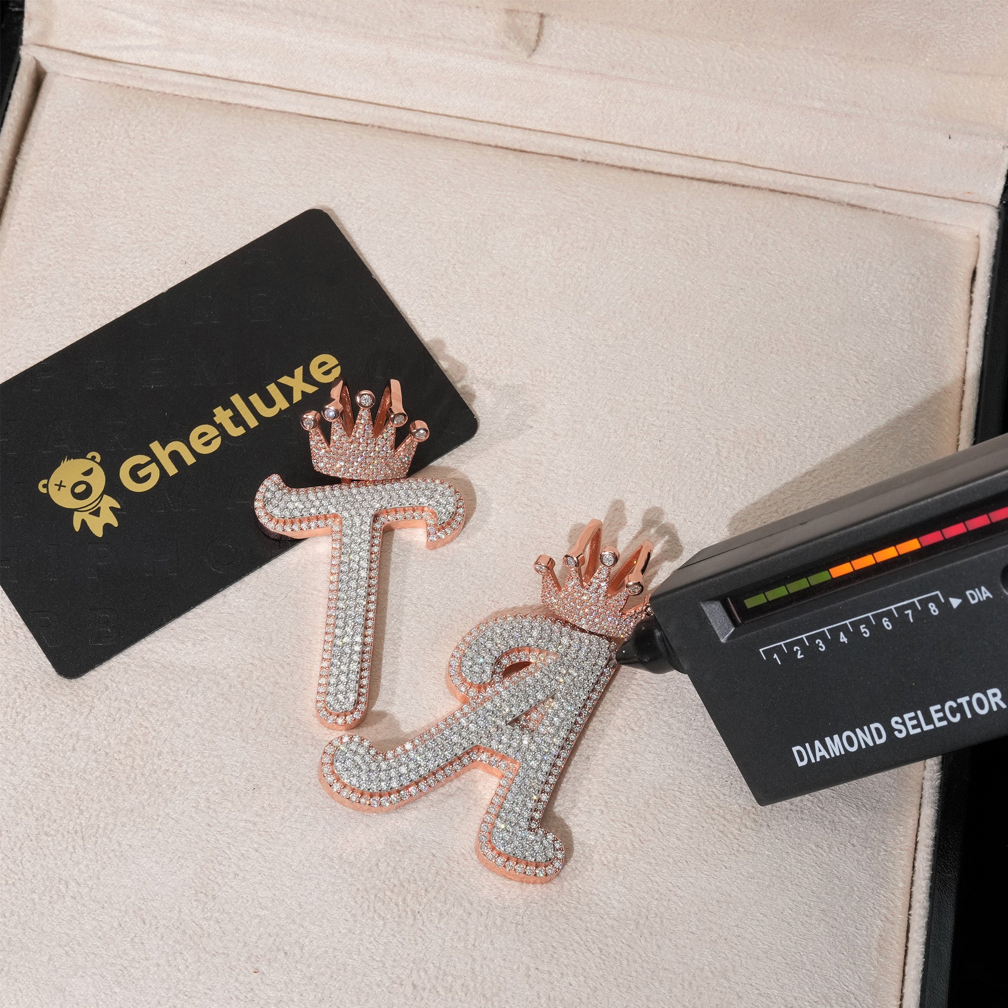 Moissanite Crown Bail Initial Pendant Necklace in Sterling Silver ...