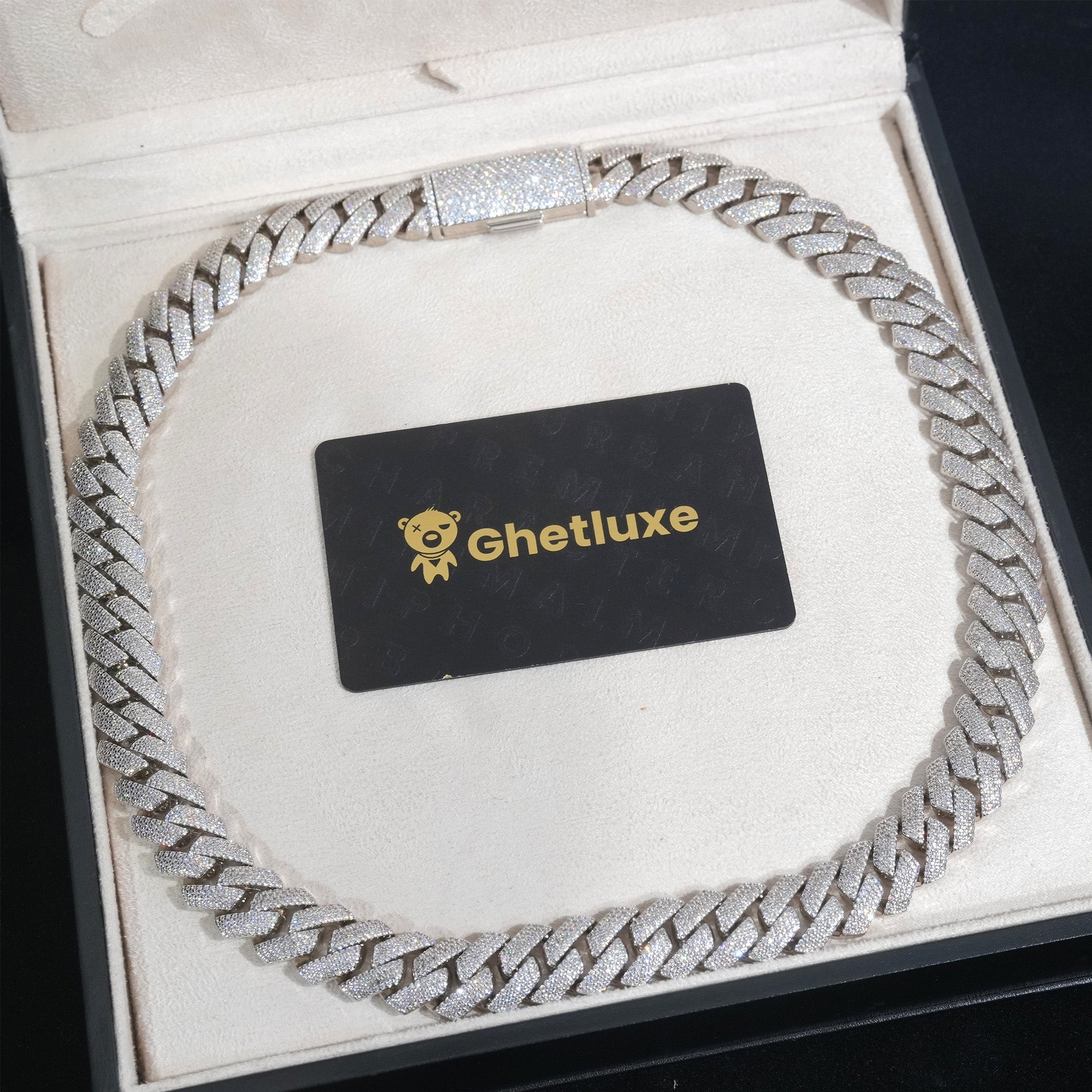 15mm 4-Row Diamond Cuban Link Chain Extended Clasp – GHETLUXE