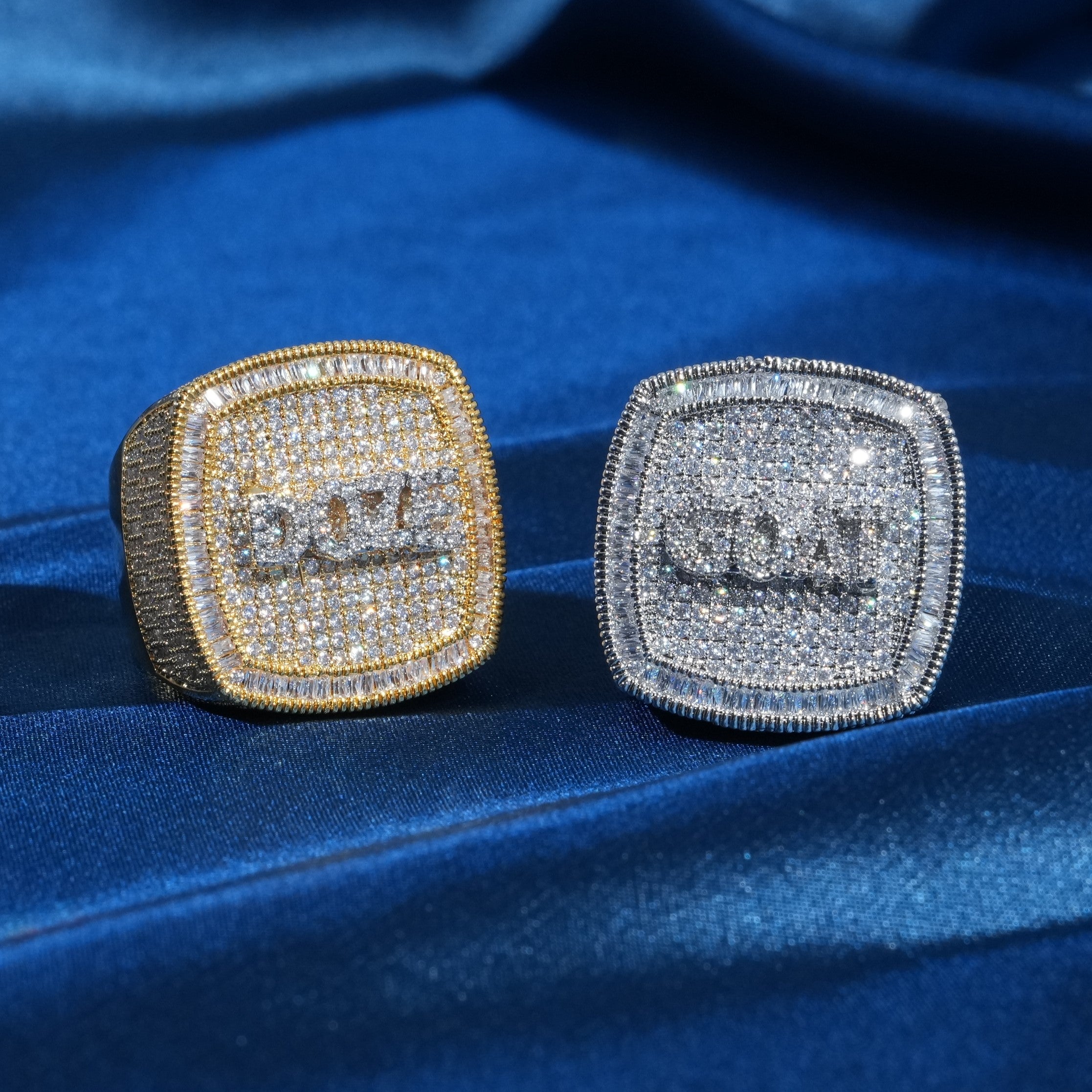 Custom Letter Iced Boss Ring – GHETLUXE