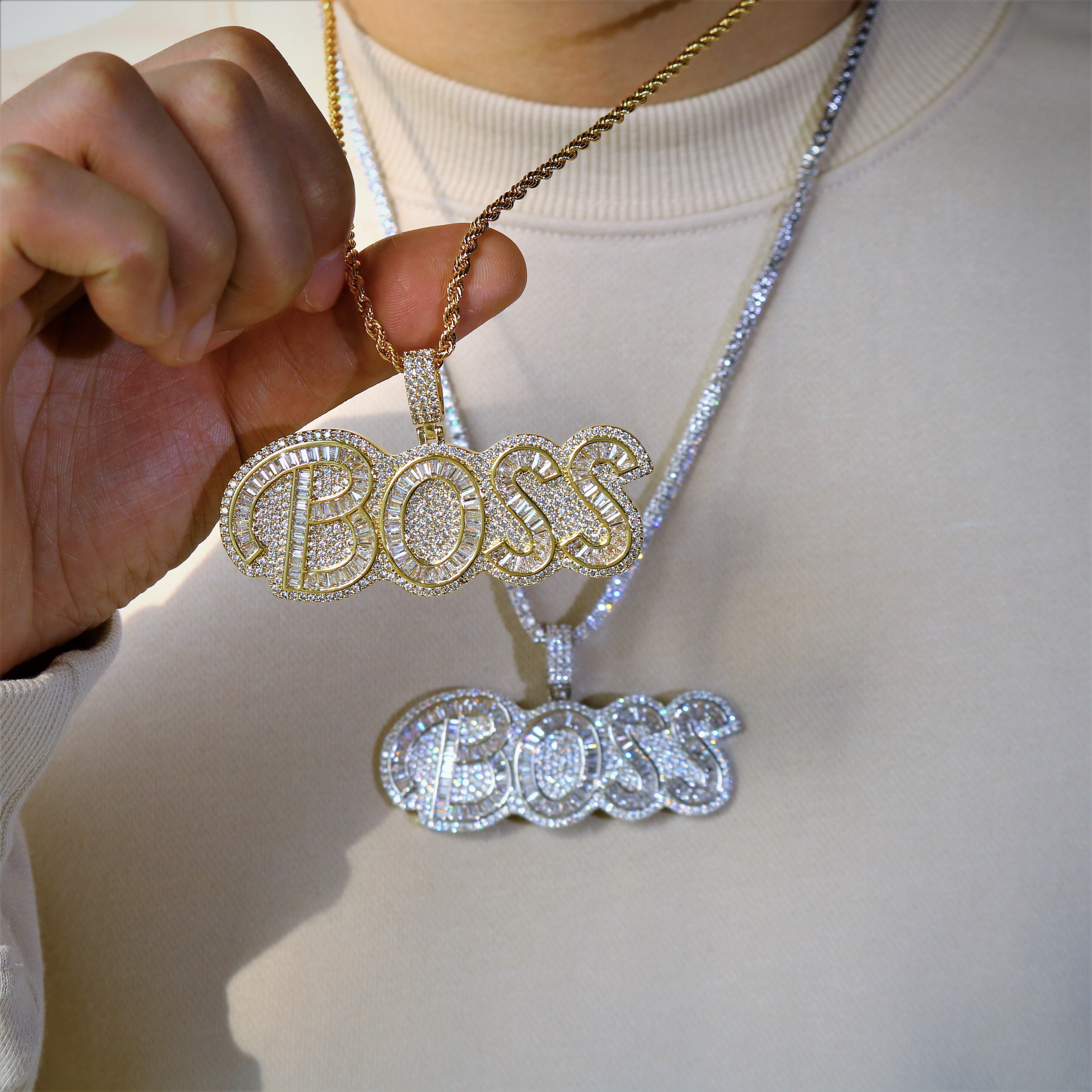 Iced Boss Pendant with Baguette Diamond – GHETLUXE